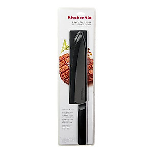 KitchenAid Classic Ceramic Chef Knife with Custom-Fit Blade Cover, Sharp Kitchen Knife, Dishwasher-Safe, 8-Inch, Black