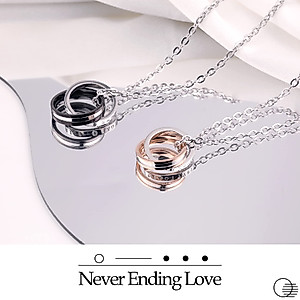 Feraco His Hers Matching Set Necklace For Couples Titanium Stainless Steel Promise Love Pendant Necklaces Gifts for Anniversary & Valentines Day