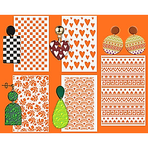 BABORUI 10Pcs Clay Texture Sheets for Polymer Clay, Reusable Clay Stamps Stencils with 2Pcs Scraper, Polymer Clay Tools Embossing Stamp Mats for Printing on Clay Earring Jewelry