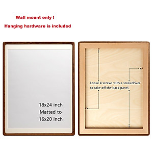 Natural Wood Photo Frames Inspired Tabletop Picture Frame with Mat, Vertical or Horizontal Display (Walnut, 18x24 matted to 16x20)