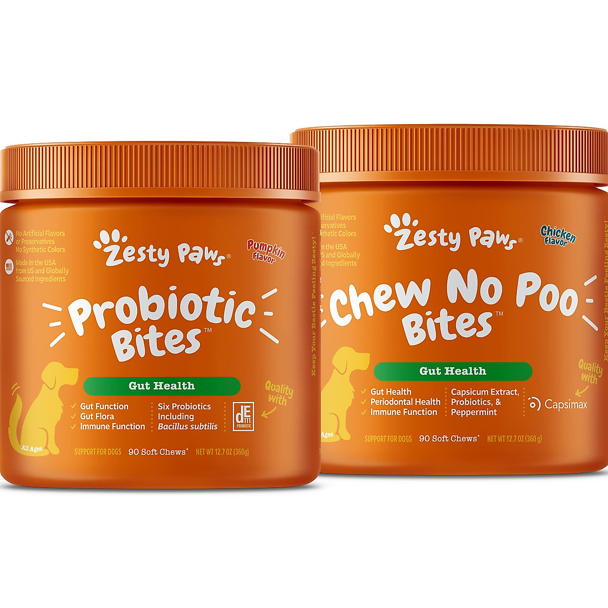 Probiotics for Dogs - Probiotics for Gut Flora, Digestive Health + Chew No Poo Bites - Coprophagia Stool Eating Deterrent for Dogs