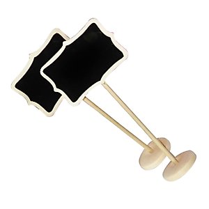 Tofficu 10pcs Mini Chalkboard Mini Small Nativity Tree Decorations Small Chalkboard Blackboard Sign Chalkboard Table Place Cards Blackboard with Holder Base Logo Wooden Indicator
