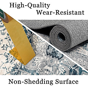 ROYHOME Washable Area Rug 5x7, Vintage Boho Living Room Rug Non-Slip Nursery Rug for Bedroom,Low-Pile Retro Carpet Print Distressed Entryway Rug for Laundry Dining Room Office，5x7