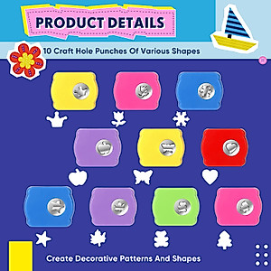 22 Pcs Craft Hole Punch and Creative Scissors Set, Including 12 Craft Pattern Scissors Decorative Edge Scrapbooking Edging Scissors, 10 Paper Punch for School Kids Adults Crafting