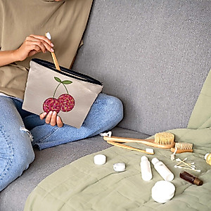 Nogrit Hot Pink Preppy Cherry Disco Ball Makeup Bag for Teen Girls & Women