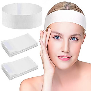 Sublaga 150 Count Disposable Headbands, White, Breathable Elastic Non-woven Fabric, Convenient for Facials, Esthetician Supplies, Salon, Day Spa, Hotel and Travel, Hairband for Women's Hair