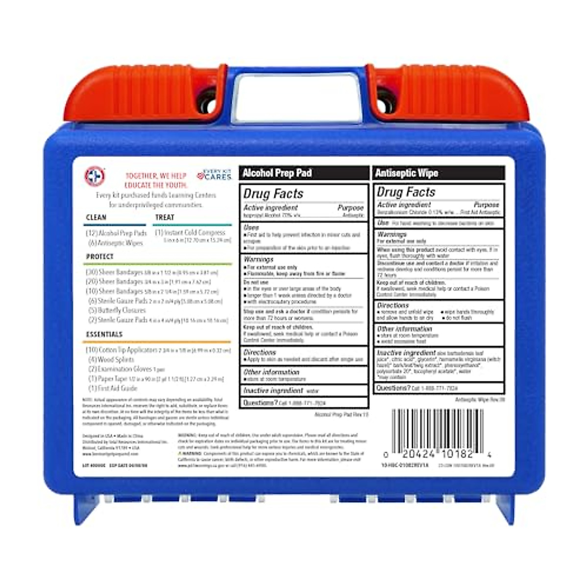 Be Smart Get Prepared 110 pc First Aid Kit: Clean, Treat, Protect Minor Cuts, Home, Office, Car, School, Business, Travel, Emergency, Outdoor, Camping & Sports, FSA/HSA (Packaging may vary)