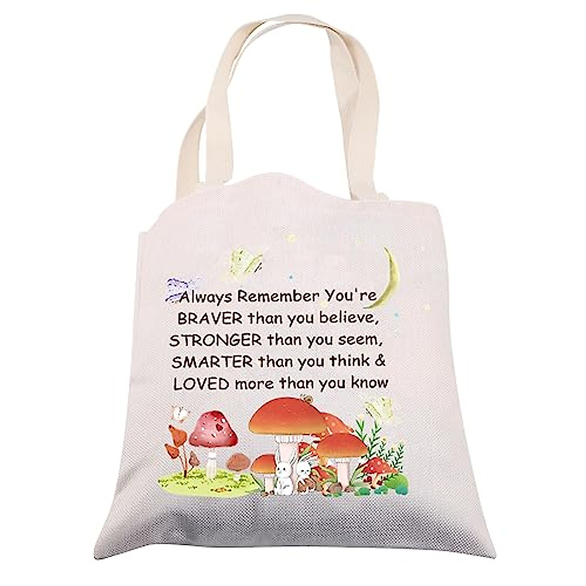 CMNIM Mushroom Tote Bag Canvas Aesthetic Mushroom Canvas Tote Bag for Women Reusable Grocery Bag School Book bag Tote (Mushroom Tote Bag)