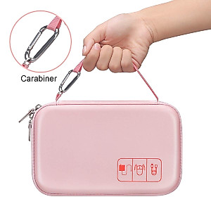 Canboc Hard Travel Electronic Organizer Case for MacBook Power Adapter Charger Cable Apple Magic Mouse Power Bank Apple Pencil USB Flash Disk SD Card Small Portable Accessories Tech Bag, Rose Gold