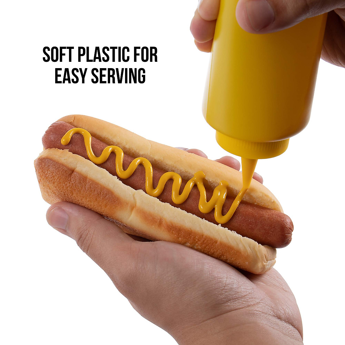 Ketchup and Mustard Squeeze Bottle Combo Pack | 2-pack 16-oz Red & Yellow Plastic Kitchen Table Condiment Squirt Dispensers | Restaurant Supplies for Food Truck, Grilling, Dressing, BBQ Sauce, Crafts