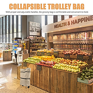OUNONA Grocery Cart Bag with Wheels Reusable Portable Collapsible Trolley Bags Hand Pulling Utility Collapsible Grocery Bag with Hand Folding Shopping Cart