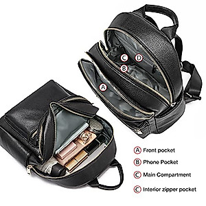 FOXLOVER Leather Backpacks for Women, Genuine Leather Womens Multipurpose Backpack Purses with Adjustable Shoulder Strap Real Leather Travel Bags Ladies Fashion Rucksack (Black)