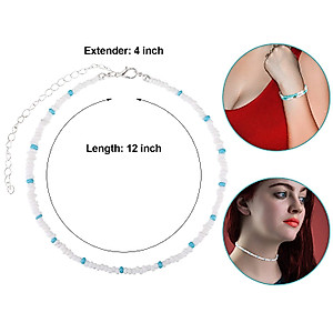 Hicarer 12 Pieces Boho Seed Bead Choker Necklace Colorful Bead Necklaces Rainbow Beach Bead Choker Necklaces for Women