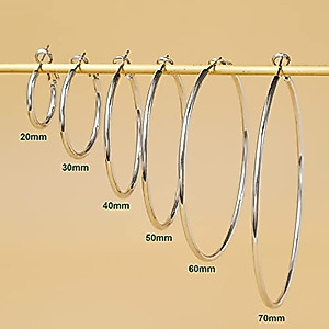 OOOPEL 2mm Sterling Silver Big Hoop Earrings For Women Sterling Silver Hoop Earrings Large Silver Hoop Earrings Womens Hypoallergenic Circle Endless Thin Hoop Oversize Silver Hoop Earrings For Women