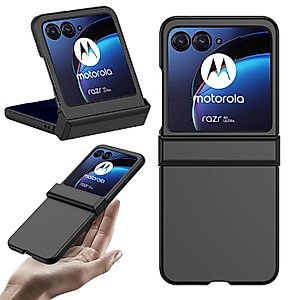 Compatible Flip Case for Motorola Razr Plus,2023 Case with Hinge Protector,2023 Motorola Razr 5g Flip Case,Motorola Razr 40 Ultra Case,Hard PC Thin Shockproof Case for Motorola Razr+ Case (Black)