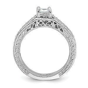 IceCarats 925 Sterling Silver Cubic Zirconia CZ Wedding Band Engagement Ring Bridal Jewelry Set Size 6