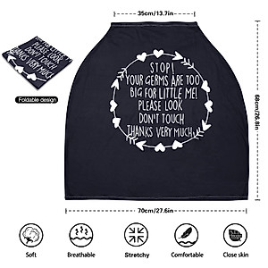 Car Seat Cover for Babies, Stop No Touch Sign Nursing Cover Breastfeeding Cover, Stretchy Infant Carseat Canopy, Multi Use Cover Shopping Cart/High Chair/Stroller Covers, Super Soft Breathable