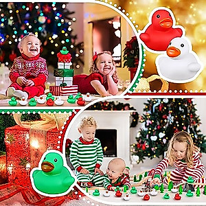 Hiboom Christmas Rubber Ducks Bath Ducks Bulk Squeak Rubber Duckie Bath Toy for Baby Kids Shower Bathtub Pool Party Games Cruise Birthday Christmas Holiday School Classroom(1.4 Inch, 120 Pcs)