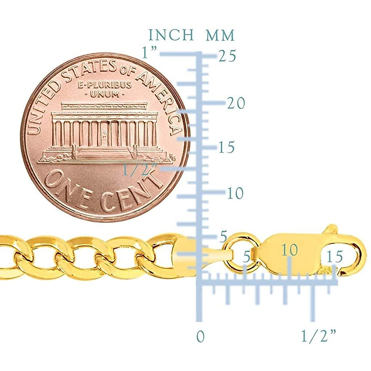 The Diamond Deal 10k Hollow Yellow Gold 4.4mm Shiny Hollow Cuban Comfort Curb Cuban Chain Necklace for Pendants and Charms with Lobster-Claw Clasp (22" And yellow-gold)