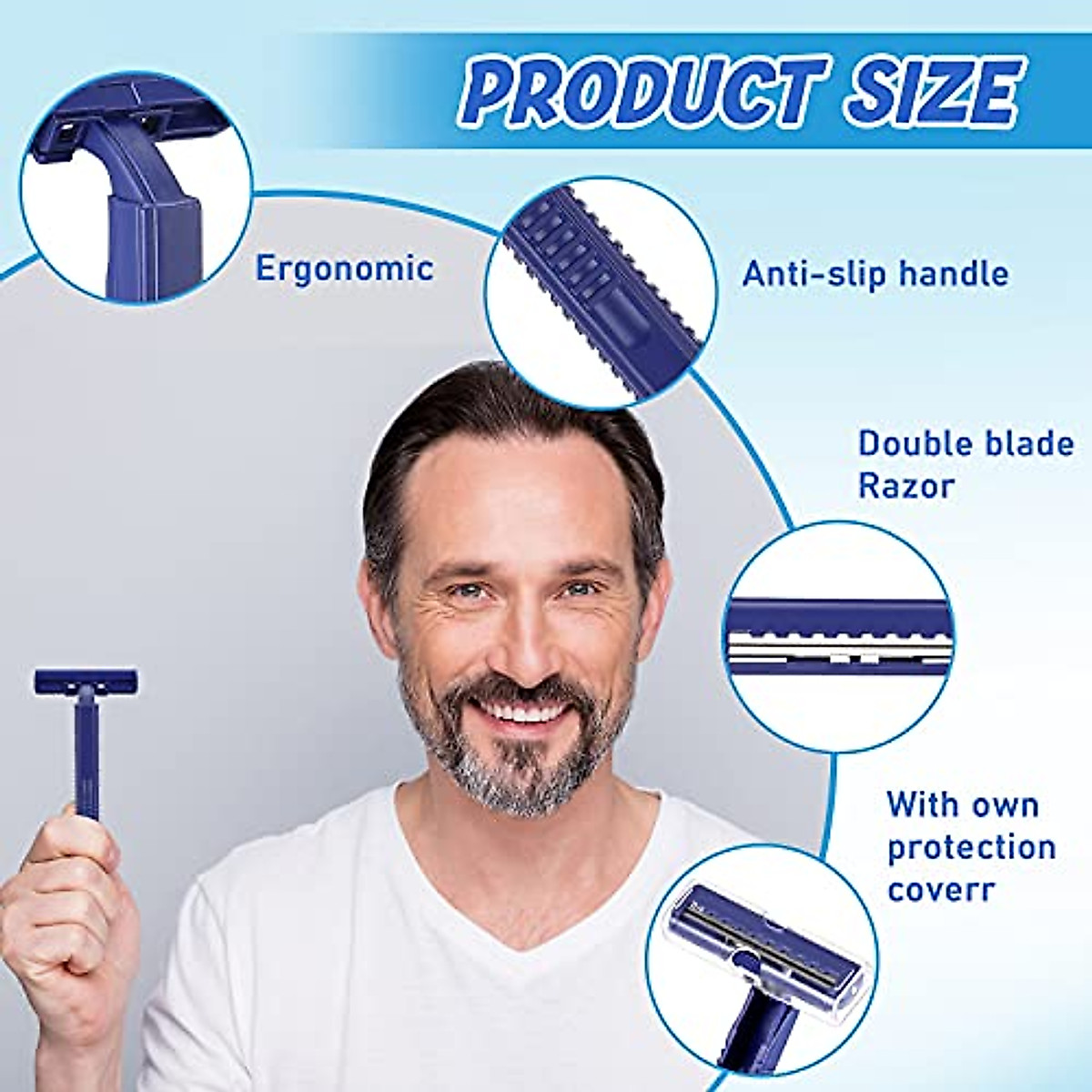 Twin Blade Razors for Men Stainless Steel Men Razors Disposable Plastic Men Shaving Razors Multipurpose Portable Shave Razor Manual Men's Disposable Razors for Bathing Hotel Travel (200 Pieces)