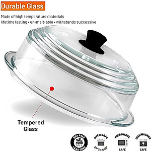 Microwave cover glass - Microwave splatter cover 100% Food Grade, Glass Microwave covers for food splatter BPA Free and Dishwasher Safe, Vented Plate cover Lid Silicone Knob, 9.5" - Bezrat (Black)