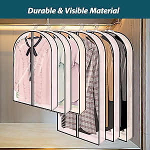 MCPINKY 59inch Garment Bags for hanging clothes, Clear Garment Covers with Suit Bags for Closet Storage Travel Shirts, Coats, Sweater 4PCS