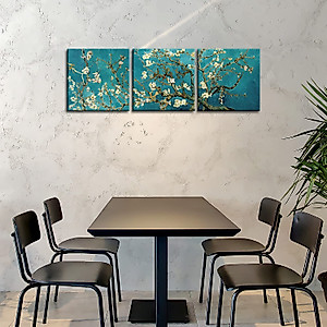 Van Gogh Wall Art Canvas Print Painting Almond Blossom Picture The Van Gogh Classic Arts Stretched and Framed Artwork for Living Room 16x16inchx3