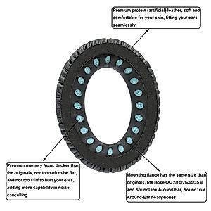 Replacement Ear-Pads Cushions for Bose QuietComfort 15 25 35 2 QC-15 QC-25 QC-35 QC-2 Headphones,Compatible with Ae2 Ae2i Ae2w, SoundLink SoundTrue Around-Ear Series Headphones (Black)