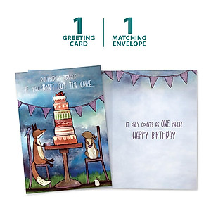 Tree-Free Greetings - Humorous Birthday Cards - Artful Designs - 1 Card + Matching Envelopes - Made in USA - 100% Recycled Paper - 5"x7" - Cake Advice (GO65231)