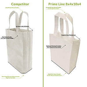 Wedding Gift Bags - 12 Pack Reusable Shopping Bags with Handles, Small White Fabric Cloth Bags for Shopping, Gifts, Groceries, Merchandise, Events, Parties, Take-Out, Retail Stores, Bulk - 8x4x10