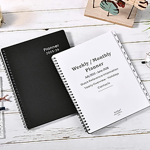 Planner 2023-2024 - Weekly and Monthly Planner, July 2023 - June 2024, 8'' x 10'', 2023-2024 Academic Planner with Monthly Tabs, Twin-Wire Binding, Thick Paper, Flexible Cover - Classic Black