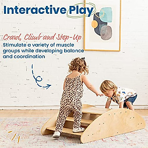 ECR4Kids Rocking Boat and Steps, Play Center, Natural