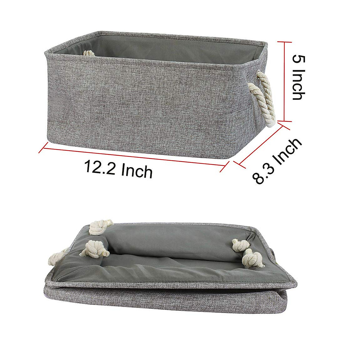 uxcell Fabric Storage Basket with Dual Handles, Collapsible Storage Bins for Toys Laundry Clothes Storage, Home Organizer for Bedroom Office Closet Gray Small