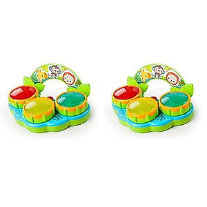 Bright Starts Safari Beats Musical Drum Toy with Lights, Ages 3 Months +, Multi (Pack of 2)