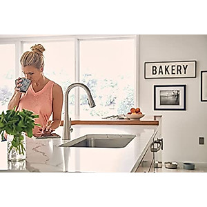 Moen Sleek Spot Resist Stainless One Handle High-Arc Pulldown Kitchen Sink Faucet with Power Boost for a Faster Clean, Kitchen Faucet with Pull Down Sprayer for Bar, RV, or Commercial, 7864SRS, X-Large