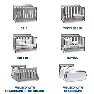 Delta Children Bentley S Series Deluxe 6-in-1 Convertible Crib, Grey
