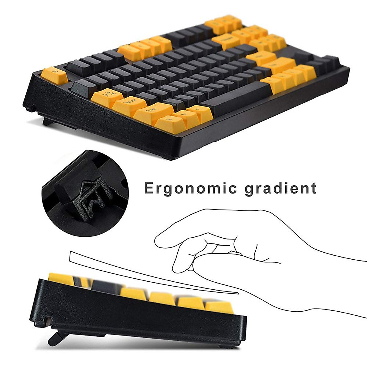 EPOMAKER Hello GANSS GS87D Bluetooth Mechanical Keyboard Connect 5 Devices, PBT Keycaps, Type-C Cable for Windows Mac Gaming (Cherry Blue Switch, Black Gold)