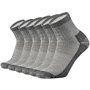 SOX TOWN Merino Wool Low Cut Quarter Socks with Heavy Cushion Ankle Moisture Wicking Warm for Men Outdoor Hiking Hike Cycling(Black L)