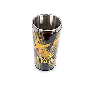 Pokemon Lenticular Pikachu 16oz Insulated Travel Coffee Tumbler Mug With Non-Spill & Leak Proof Metal Lid for Ice Drinks & Hot Beverages - Best for Indoor Home & Office Use or Outdoor Hiking & Camping