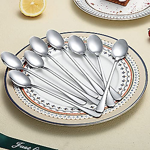 Long Handle Spoon, Coffee Stirrers, Premium Stainless Steel Ice Cream Spoon, Cocktail Stirring Spoons, Tea Spoons, Set of 8 (Silver)