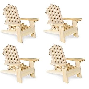 Multicraft Beach Adirondack Chair Miniature Wood for Dollhouses, Displays, Crafting, & DIY - 5 Inches - Set of 4, Brown, Medium