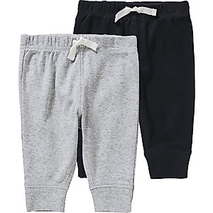 Carter's Baby Boys 2-Pack Pull-On Pants (Black/Heather, 12 Months)