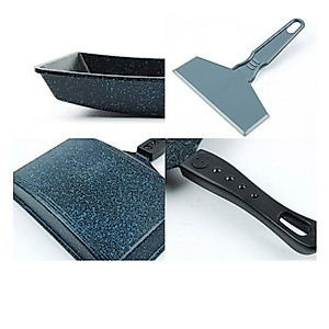 KITCHEN-ART Marble coating Egg Roll frypan with spatula for Folded Egg,Tamago Omelet Pan