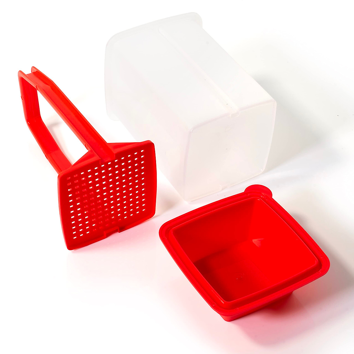 BloxBerry Pickle Jar with Strainer Insert - Plastic Leak Proof Food Saver Container - For Fresh Fruit or Pickled Vegetables - Complete with Tongs