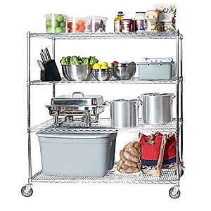 Regal Altair 14" Deep x 30" Wide x 92" High 4 Tier Chrome Wire Shelving Kit with 5" Wheels | NSF Commercial Storage Rack Unit