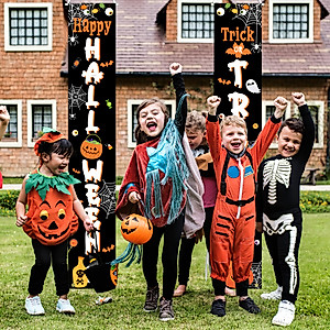 Avezano Halloween Decorations Trick or Treat Happy Halloween Porch Signs Halloween Hanging Banner Door Decorations Outside Indoor