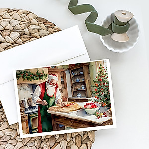 Caroline's Treasures DAC3305GCA7P Cookies with Santa Claus Greeting Cards Pack of 8 Blank Cards with Envelopes Whimsical A7 Size 5x7 Blank Note Cards