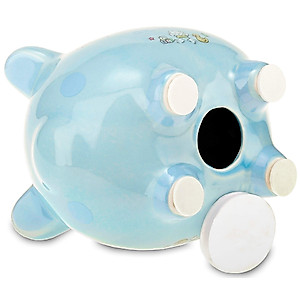 BRUBAKER My First Piggy Bank Gift Set for Baby Boy - 4 Pcs Keepsake Gift Set Includes Piggy Bank, First Curl, First Tooth and Photo Frame - Blue