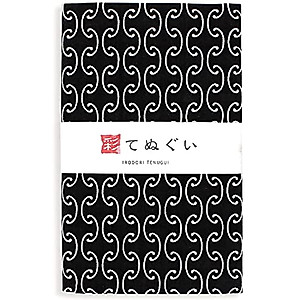 KOMESICHI irodori Japanese Traditional Towel Tenugui Cool Pattern 5 with Fray Prevention Processing Set of 5 with Tenugui Iroha (English Manual), 12.99x34.64 in