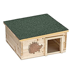 Navaris Wood Hedgehog House - Wooden Hideout for Hedgehogs - Small Animal Shelter for Hiding, Sleeping, Nesting, Outdoors - Pet Play Cage Accessory